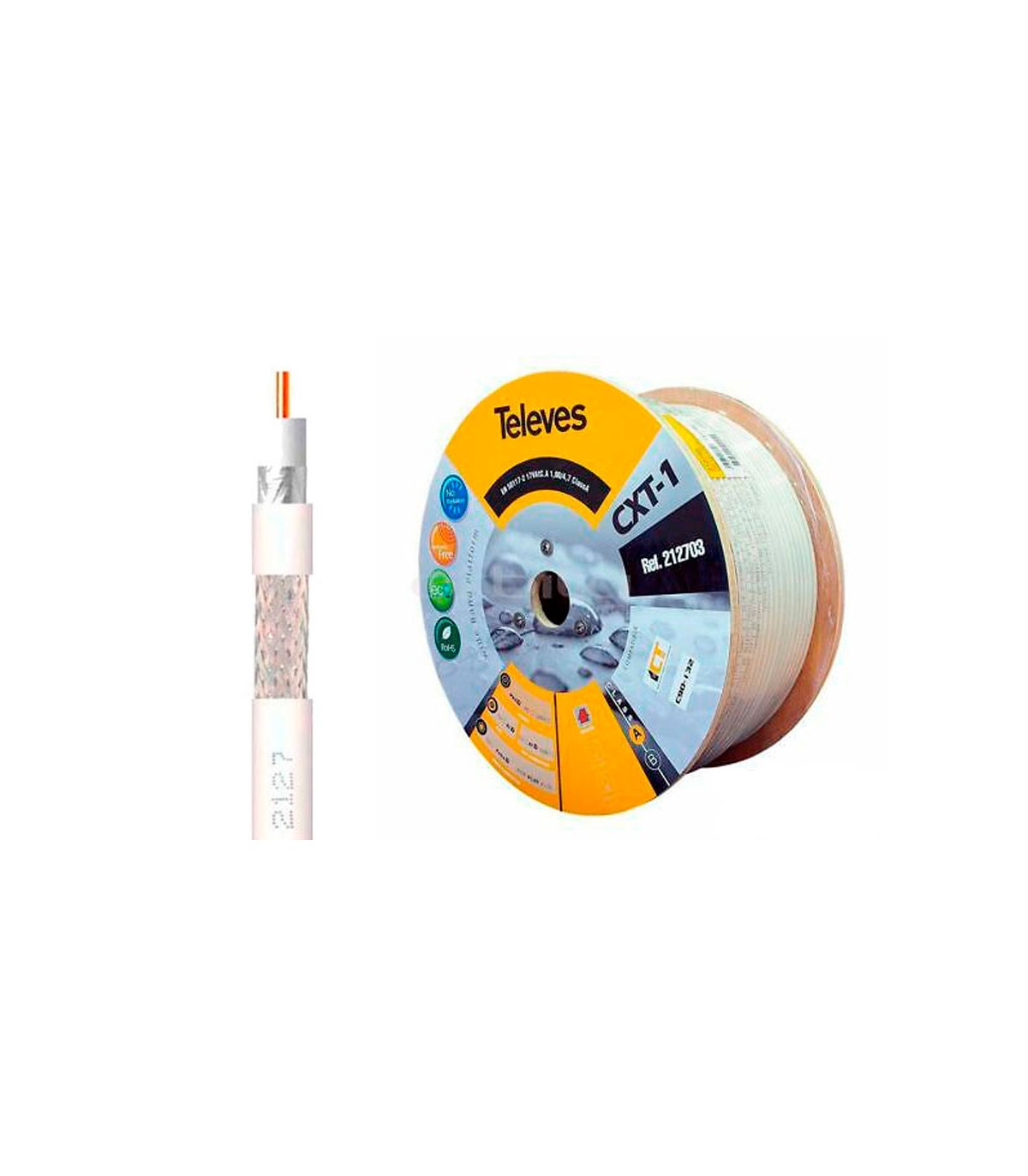 MTS. COAXIAL TV CU-AL CXT1 1MM 250 MTS. BLANCO. TELEVES